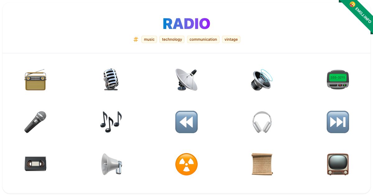 Radio Emojis 📻 🎙️ 📡 | Meaning, Copy & Paste
