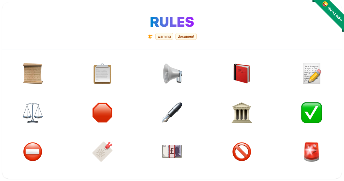 Rules Emojis 📜 📋 📢 | Meaning, Copy & Paste