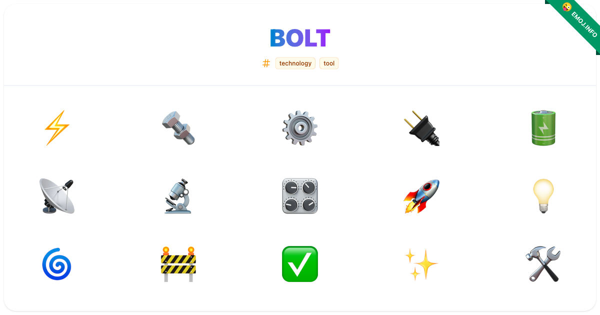 Bolt Emojis ⚡ 🔩 ⚙️ | Meaning, Copy & Paste