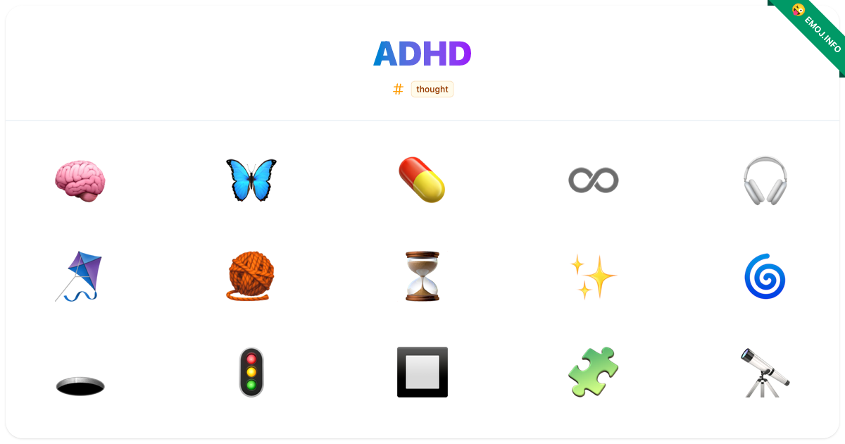 Adhd Emojis 🧠 🦋 💊 | Meaning, Copy & Paste