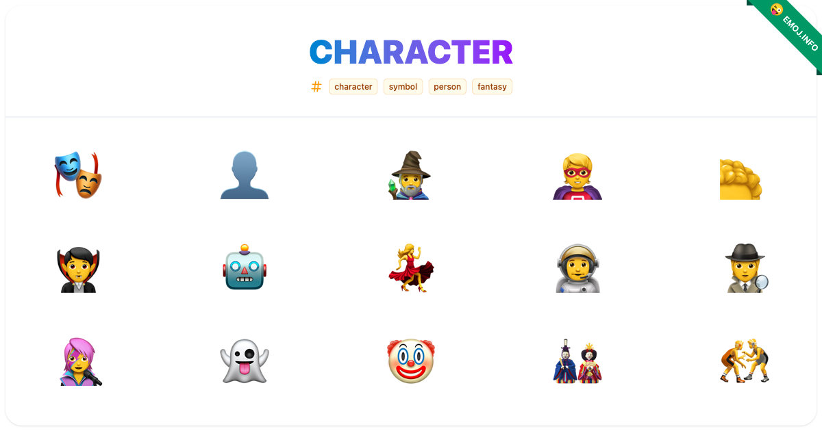 Character Emojis 🎭 👤 🧙‍♂️ | Meaning, Copy & Paste