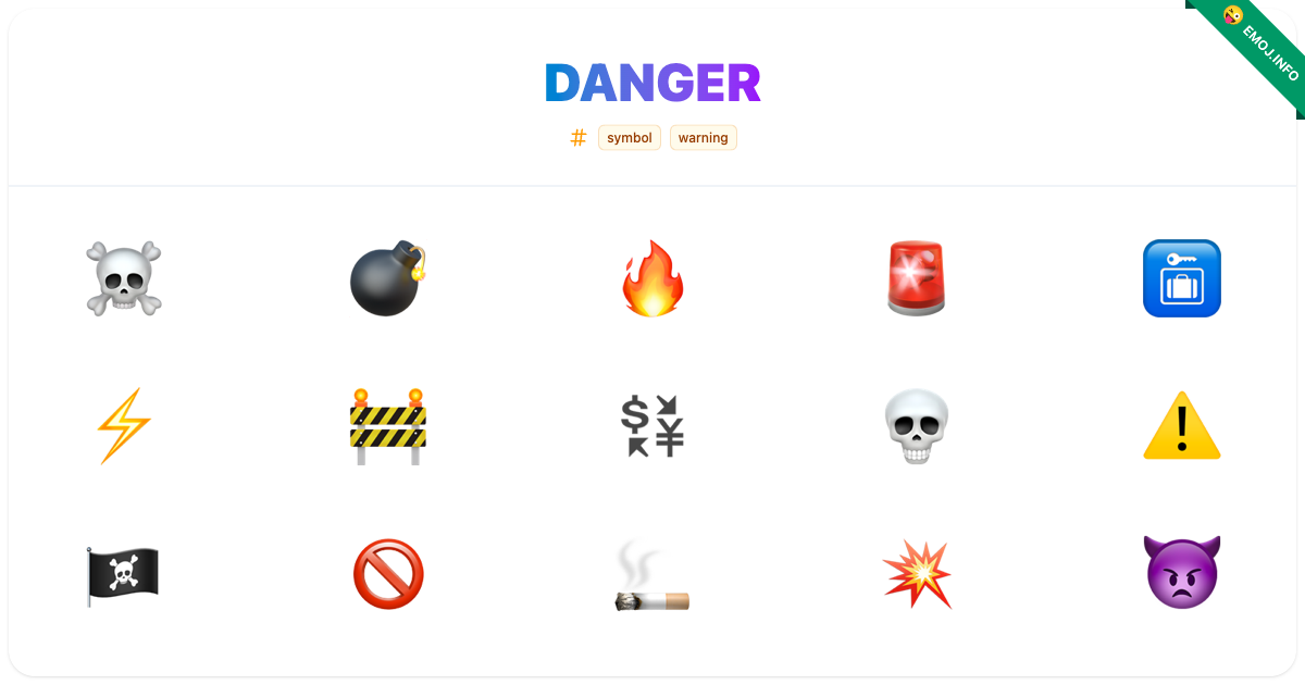 Danger Emojis ☠️ 💣 🔥 | Meaning, Copy & Paste