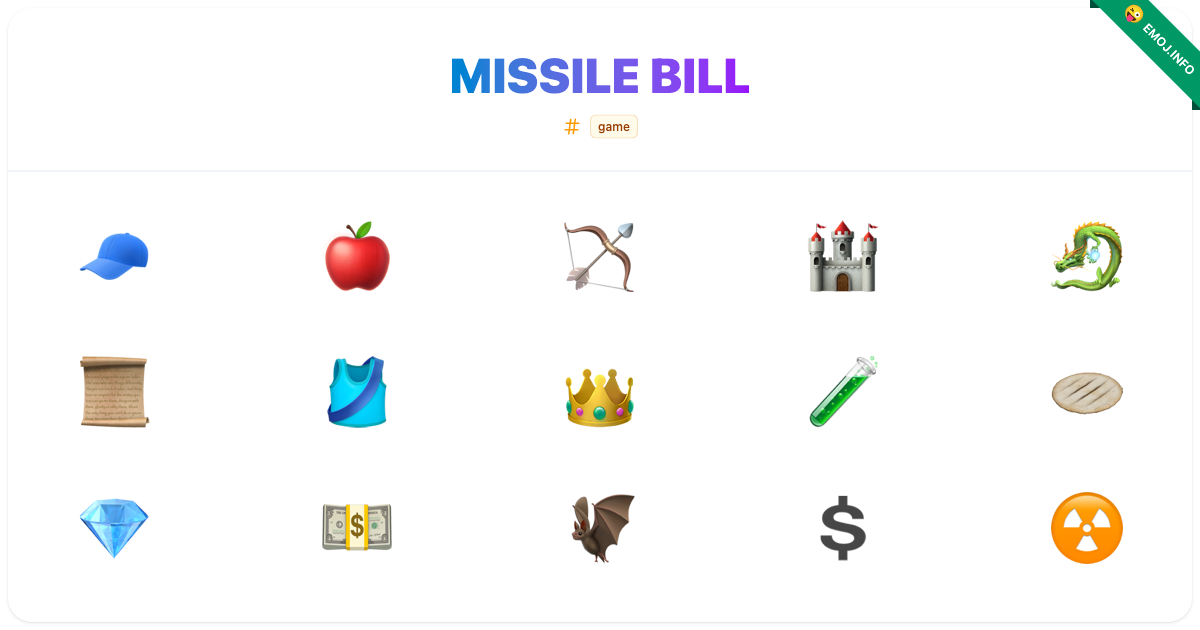 Missile Bill Emojis 🧢 🍎 🏹 | Meaning, Copy & Paste