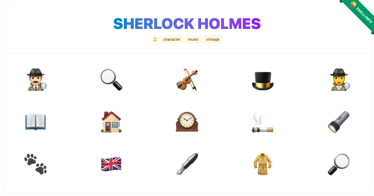 Sherlock Holmes Emojis 🕵🏻‍♂️ 🔍 🎻 | Meaning, Copy & Paste