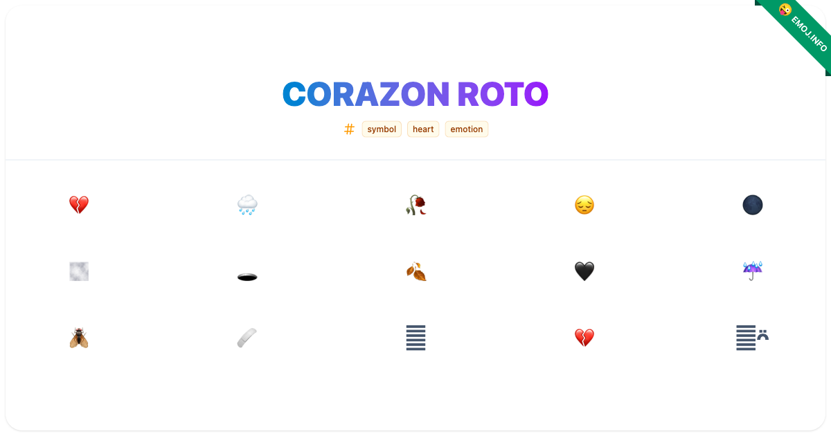 Corazon Roto Emojis 💔 🌧️ 🥀 | Meaning, Copy & Paste