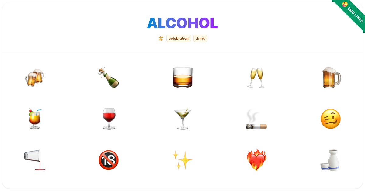 Alcohol Emojis 🍻 🍾 🥃 | Meaning, Copy & Paste