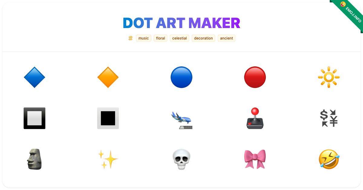 Dot Art Maker Emojis 🔷 🔶 🔵 | Meaning, Copy & Paste