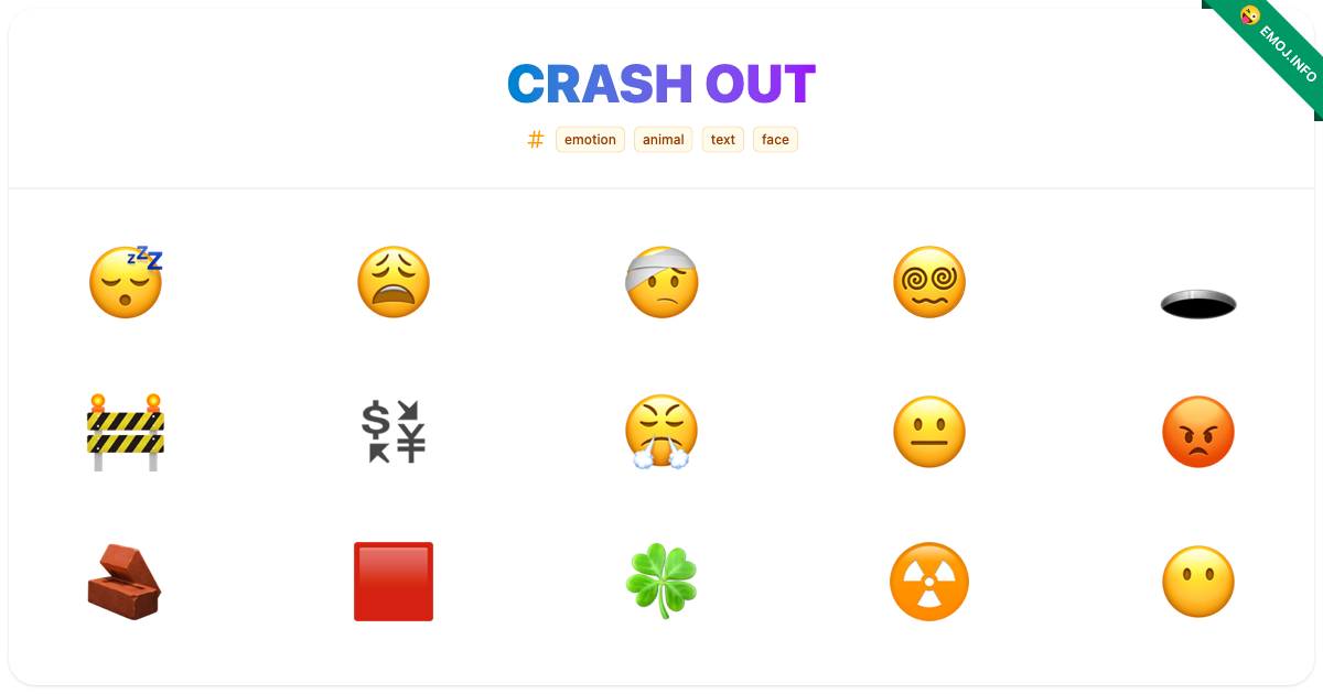 Crash Out Emojis 😴 😩 🤕 | Meaning, Copy & Paste