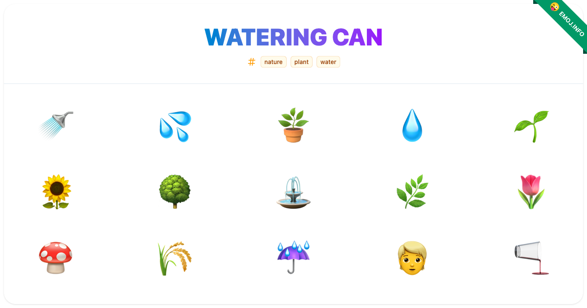 Watering Can Emojis 🚿 💦 🪴 | Meaning, Copy & Paste