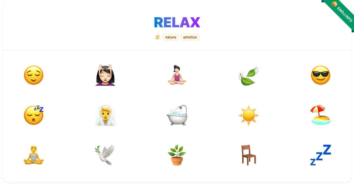 Relax Emojis 😌 💆🏻‍♀️ 🧘🏻‍♀️ | Meaning, Copy & Paste