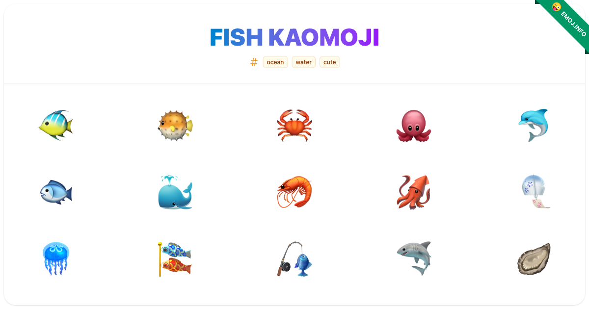 Fish Kaomoji Emojis 🐠 🐡 🦀 | Meaning, Copy & Paste
