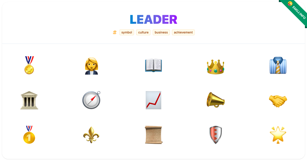 Leader Emojis 🏅 👩‍💼 📖 | Meaning, Copy & Paste