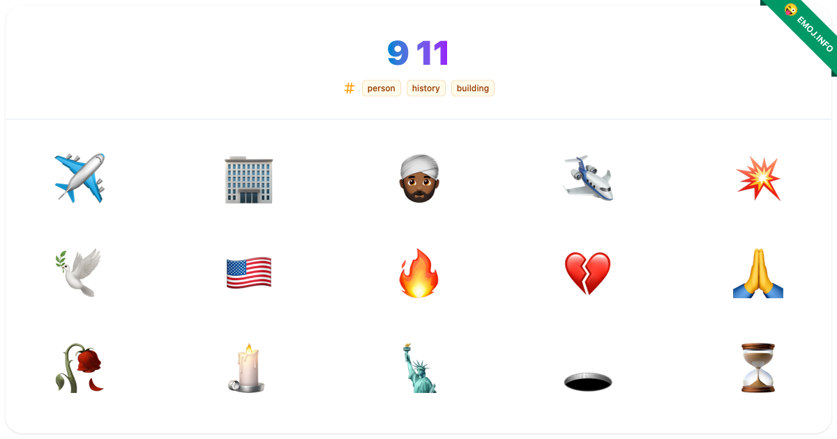 9 11 Emojis ️ 🏢 👳🏾‍♂️ | Meaning, Copy & Paste
