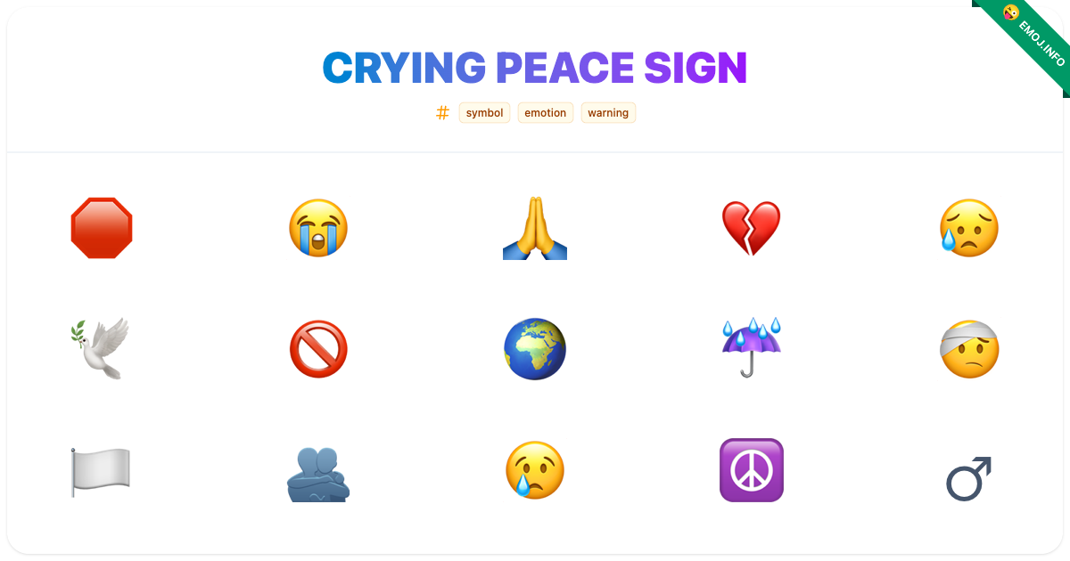 Crying Peace Sign Emojis 🛑 😭 🙏 | Meaning, Copy & Paste