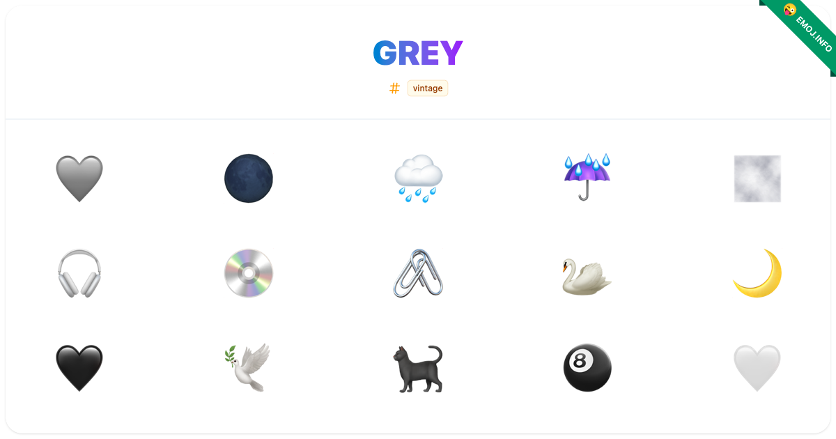 Grey Emojis 🩶 🌑 🌧️ | Meaning, Copy & Paste