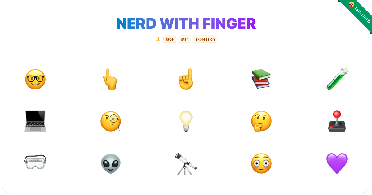 Nerd With Finger Emojis 🤓 👆 ☝️ | Meaning, Copy & Paste