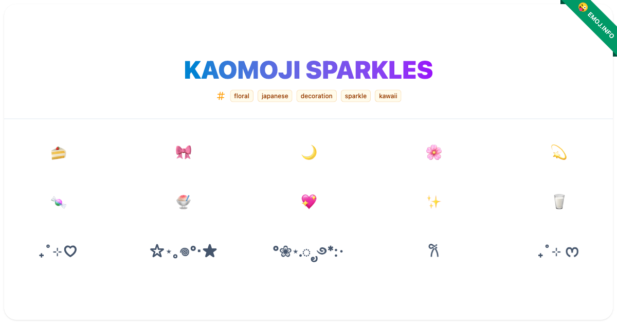 Kaomoji Sparkles Emojis 🍰 🎀 🌙 | Meaning, Copy & Paste