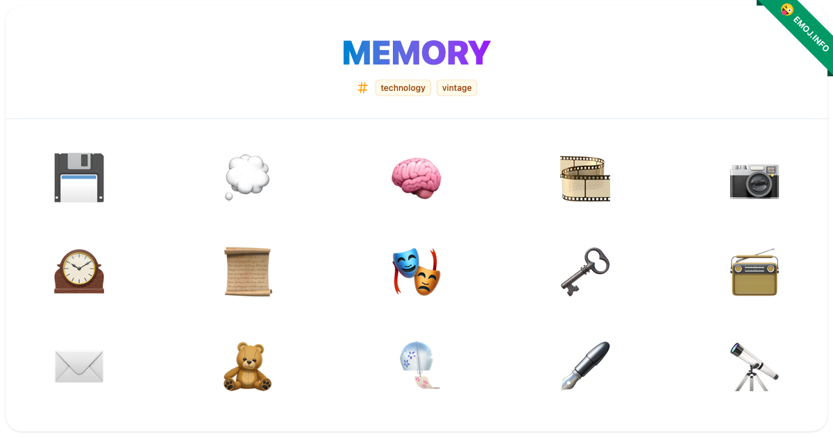 Memory Emojis 💾 💭 🧠 | Meaning, Copy & Paste