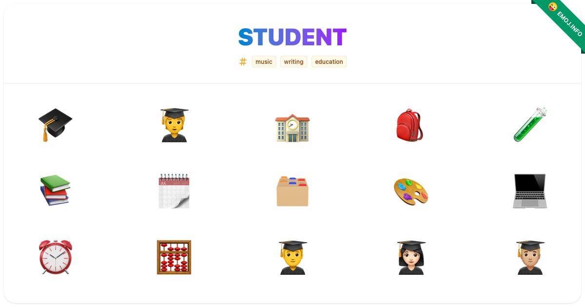 Student Emojis 🎓 🧑‍🎓 🏫 | Meaning, Copy & Paste