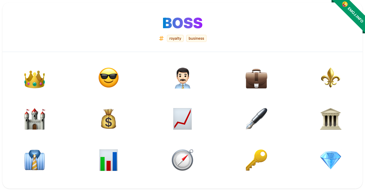 Boss Emojis 👑 😎 👨🏻‍💼 | Meaning, Copy & Paste