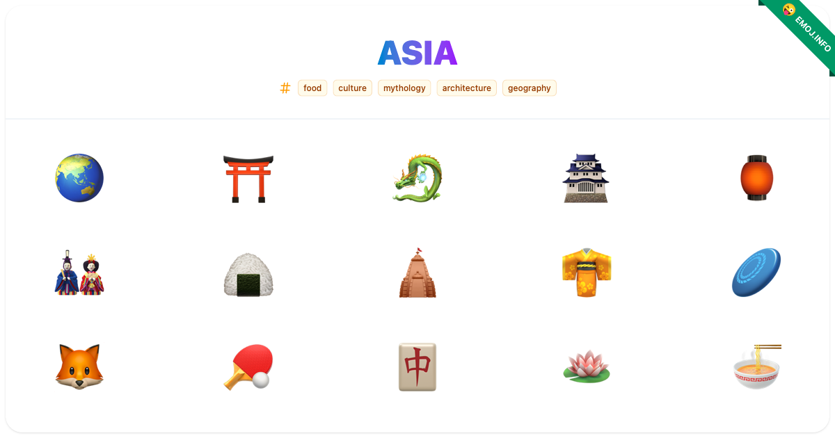 Asia Emojis 🌏 ⛩️ 🐉 | Meaning, Copy & Paste