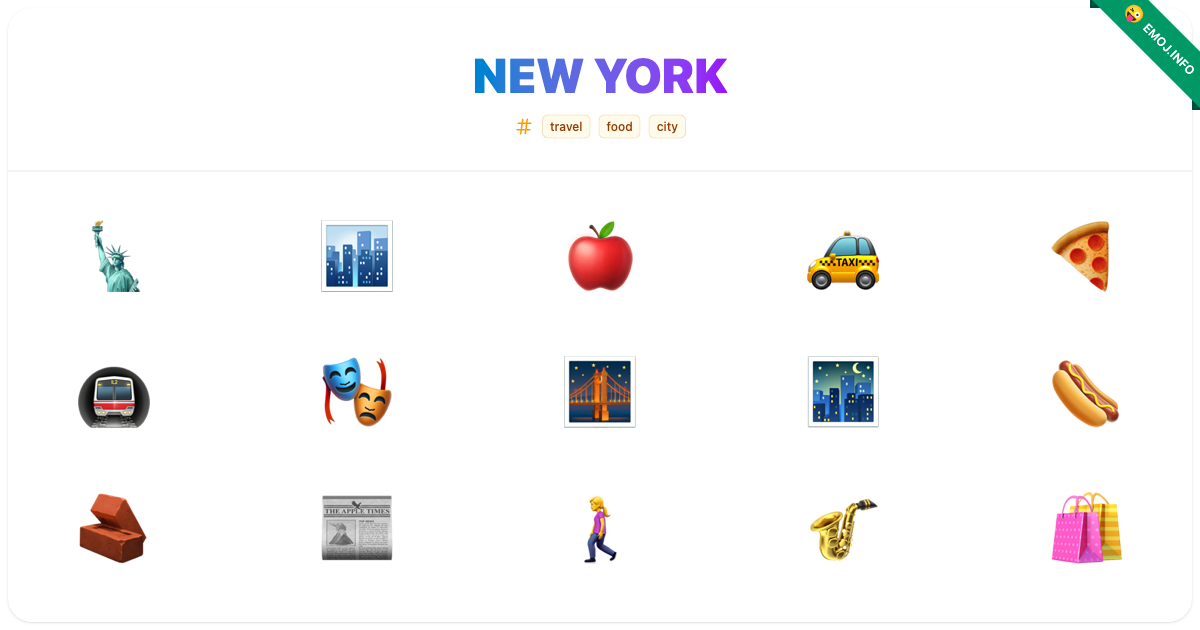 New York Emojis 🗽 🏙️ 🍎 | Meaning, Copy & Paste