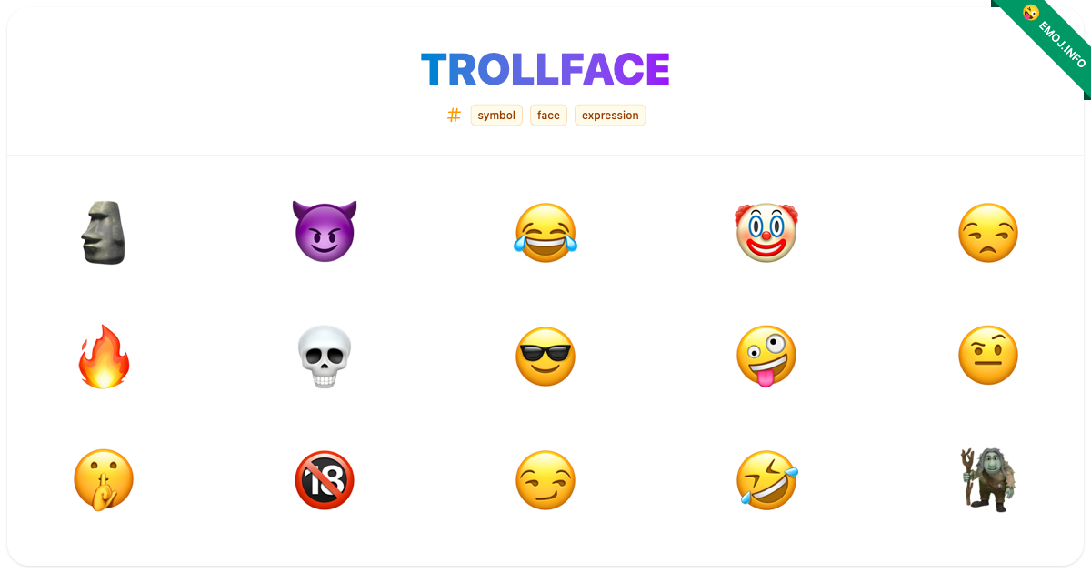 Trollface Emojis 🗿 😈 😂 | Meaning, Copy & Paste