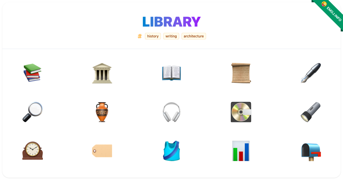Library Emojis 📚 🏛️ 📖 | Meaning, Copy & Paste