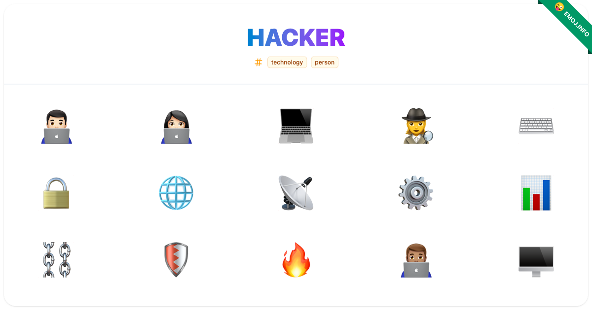 Hacker Emojis 👨🏻‍💻 👩🏻‍💻 💻 | Meaning, Copy & Paste