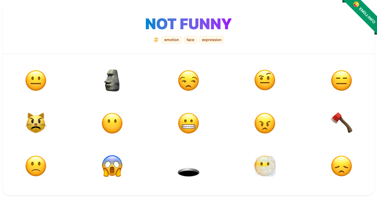 Not Funny Emojis 😐 🗿 😒 | Meaning, Copy & Paste