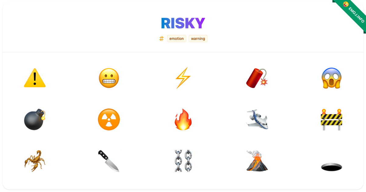 Risky Emojis ⚠️ 😬 ⚡ | Meaning, Copy & Paste