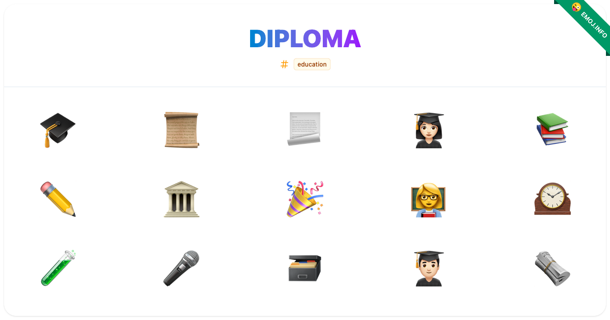 Diploma Emojis 🎓 📜 📃 | Meaning, Copy & Paste