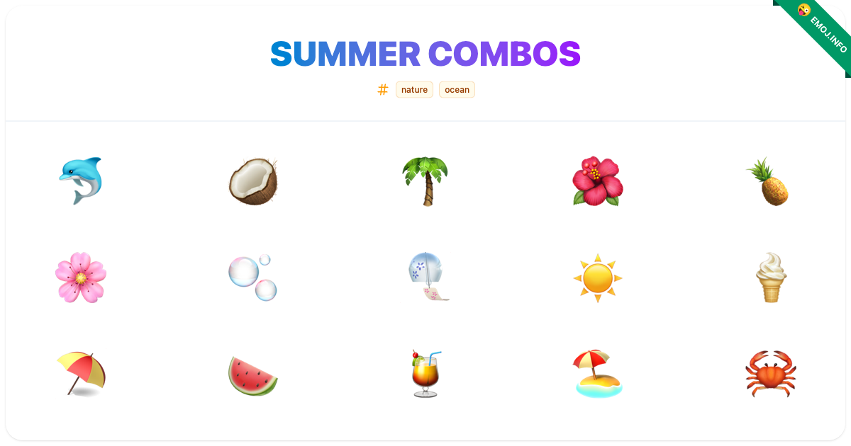 Summer Combos Emojis 🐬 🥥 🌴 | Meaning, Copy & Paste