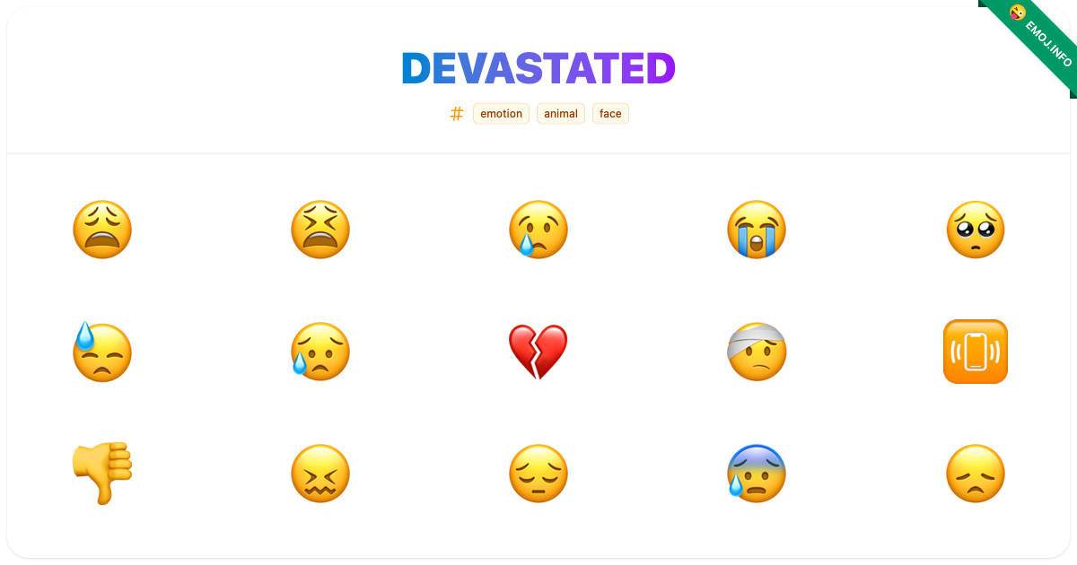 Devastated Emojis 😩 😫 😢 | Meaning, Copy & Paste