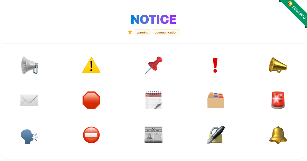 Notice Emojis 📢 ⚠️ 📌 | Meaning, Copy & Paste