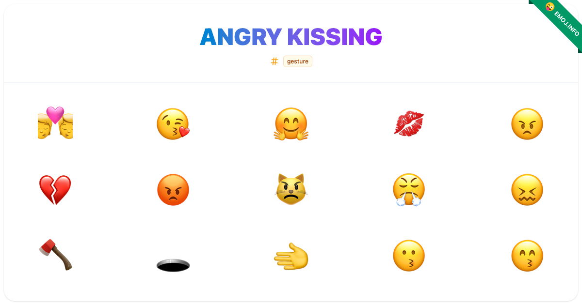 Angry Kissing Emojis 💏 😘 🤗 | Meaning, Copy & Paste