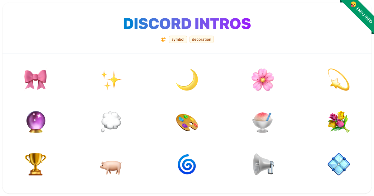 Discord Intros Emojis 🎀 🌙 | Meaning, Copy & Paste
