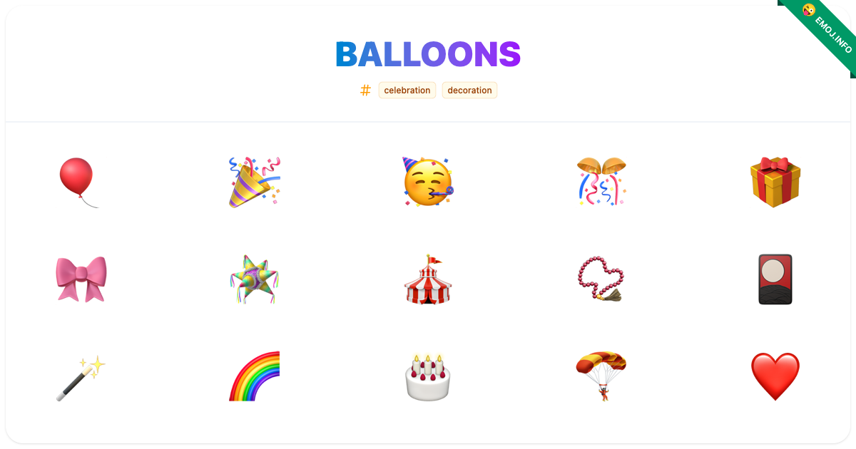 Balloons Emojis 🎈 🎉 🥳 | Meaning, Copy & Paste