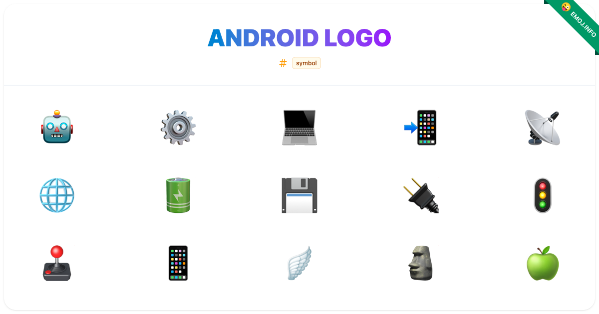 Android Logo Emojis 🤖 ⚙️ 💻 | Meaning, Copy & Paste