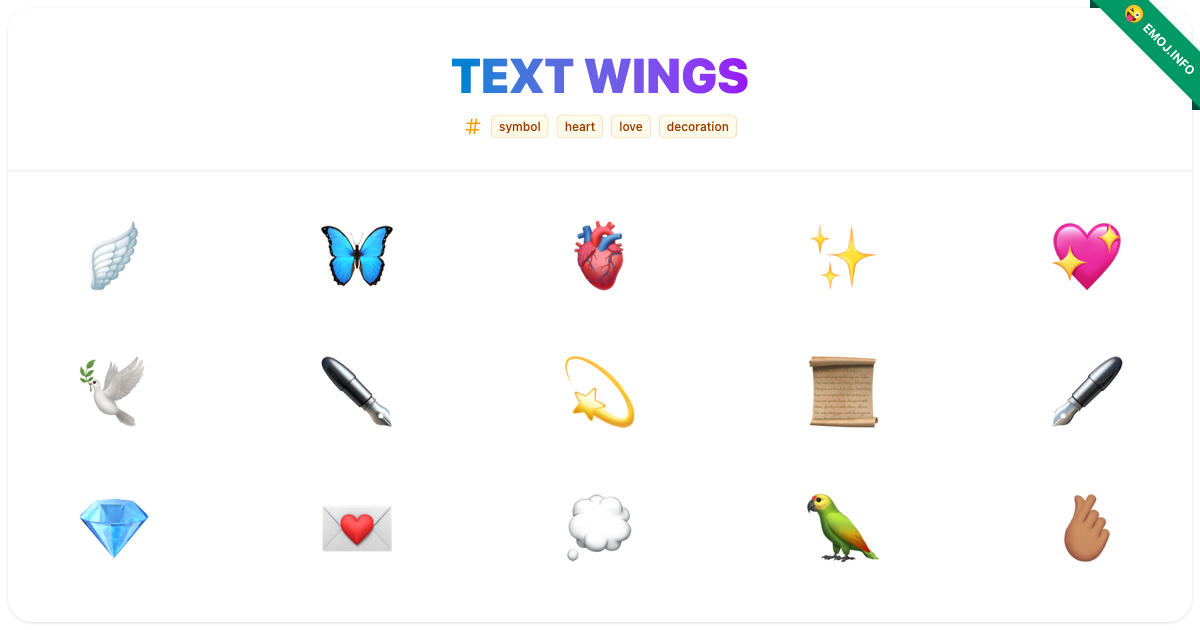 Text Wings Emojis 🪽 🦋 🫀 | Meaning, Copy & Paste