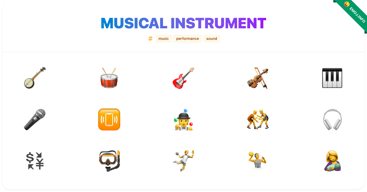 Musical Instrument Emojis 🪕 🥁 🎸 | Meaning, Copy & Paste
