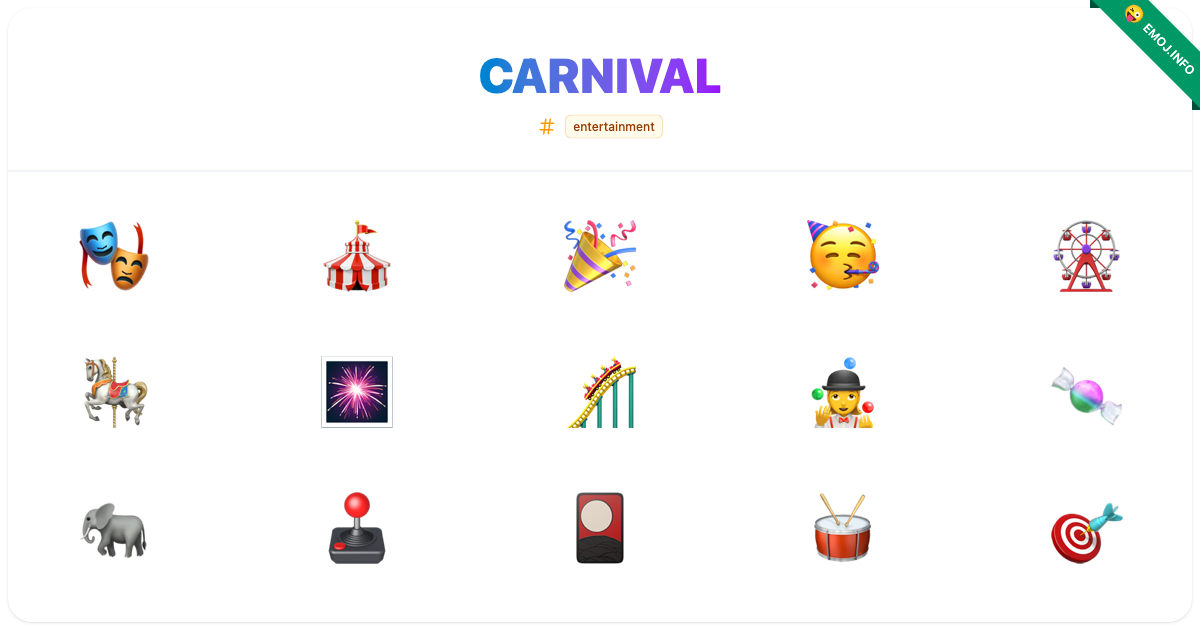 Carnival Emojis 🎭 🎪 🎉 | Meaning, Copy & Paste