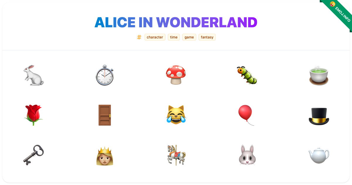 Alice In Wonderland Emojis 🐇 ⏱️ 🍄 | Meaning, Copy & Paste