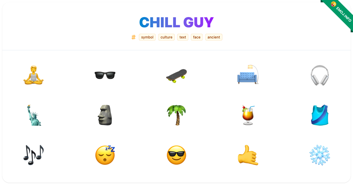 Chill Guy Emojis 🧘 🕶️ 🛹 | Meaning, Copy & Paste
