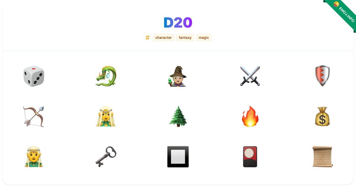 D20 Emojis 🎲 🐉 🧙🏼 | Meaning, Copy & Paste