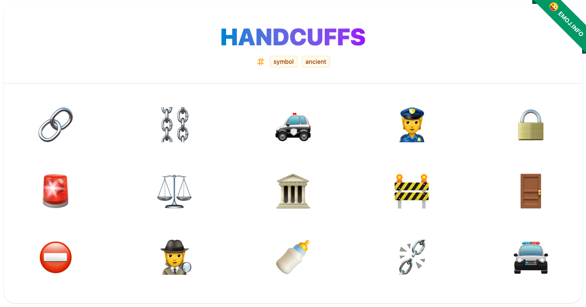 Handcuffs Emojis 🔗 ⛓️ 🚓 | Meaning, Copy & Paste