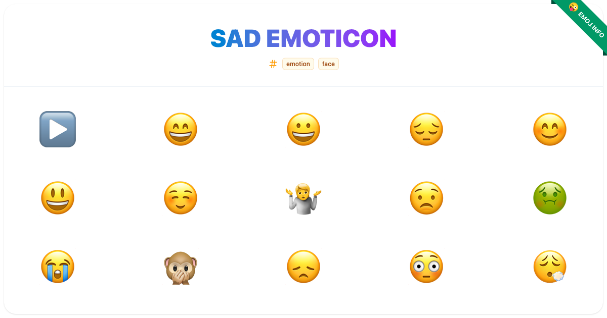 Sad Emoticon Emojis ️ 😄 😀 | Meaning, Copy & Paste